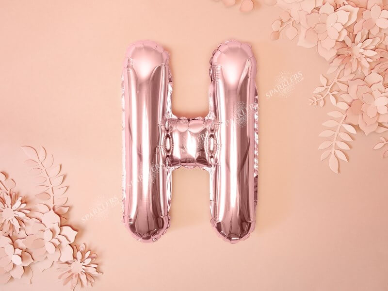 Letra de Globo H Oro Rosado - 35cm - Sparklers Club
