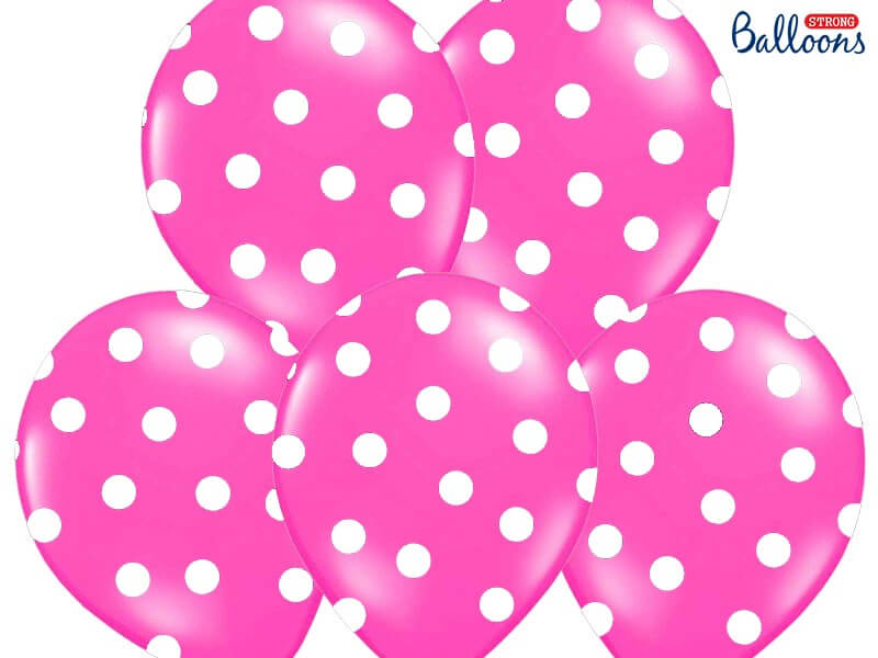 Ballons roses foncés avec motifs ronds blancs (lot de 6) : Ballons ...