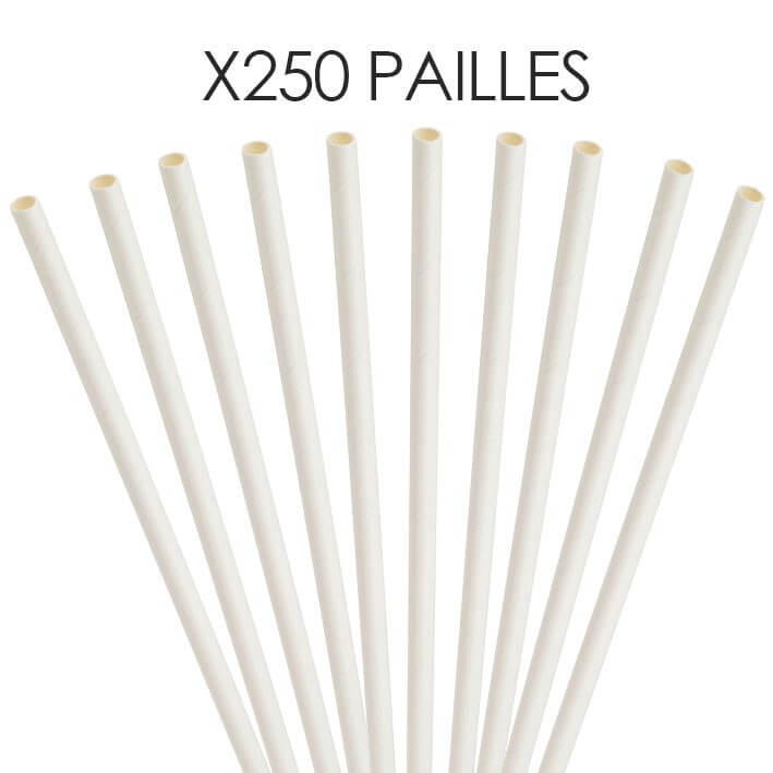 Weißes Papierstrohhalm 20cm /ø6mm (250 Stk.) - Sparklers Club