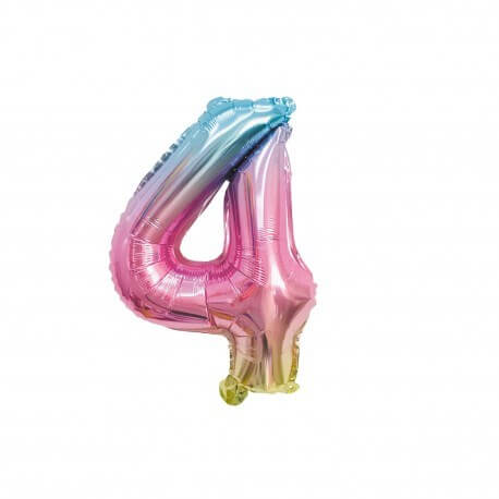 Ballon anniversaire chiffre 4 Rainbow 36cm : Ballon Chiffres Arc en ...