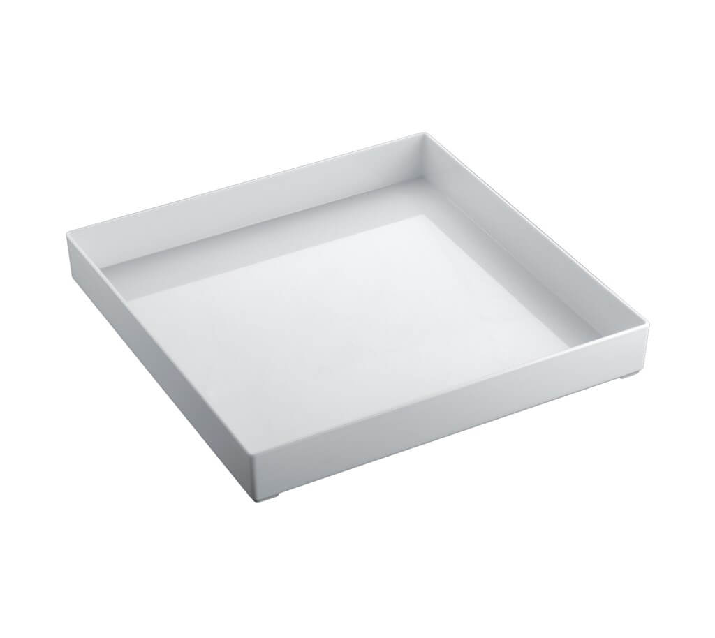 Plateau en plastique blanc carré 30x30cm : Plateaux réutilisables sur ...