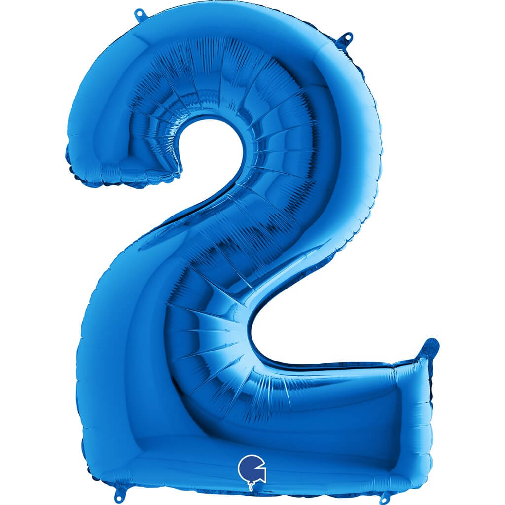 Ballon anniversaire chiffre 2 Bleu 102cm : Ballons Chiffre Bleus sur ...