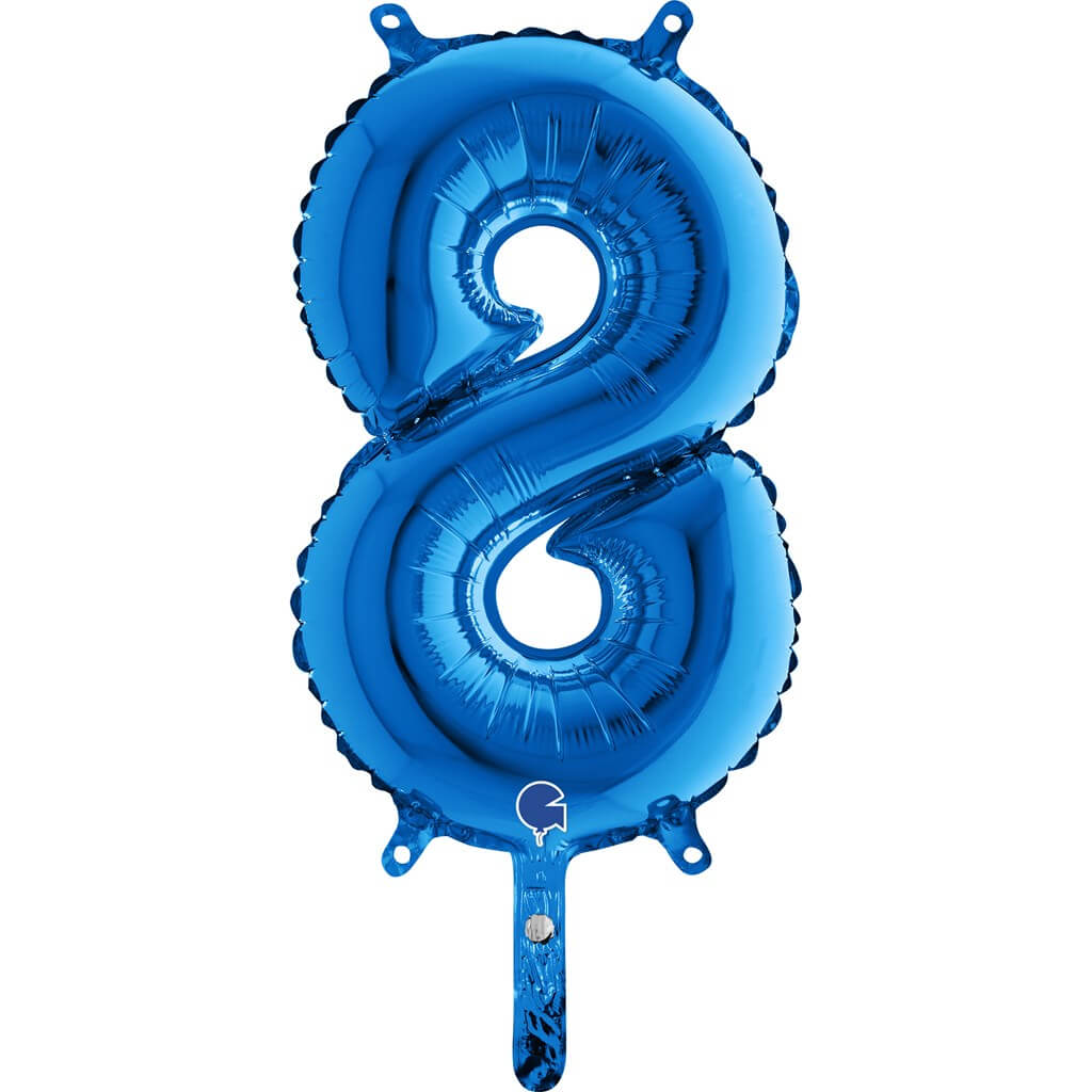 Palloncino anniversario numero 8 Blu 36cm - Sparklers Club