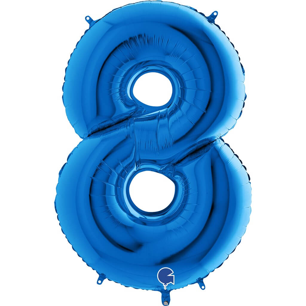 Palloncino anniversario numero 8 Blu 102cm - Sparklers Club