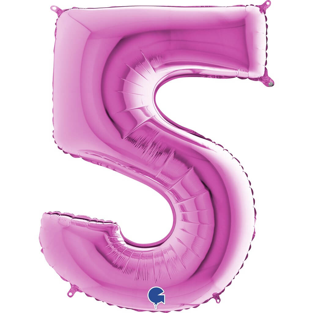 Globo de aniversario número 5 Rosa 102cm - Sparklers Club