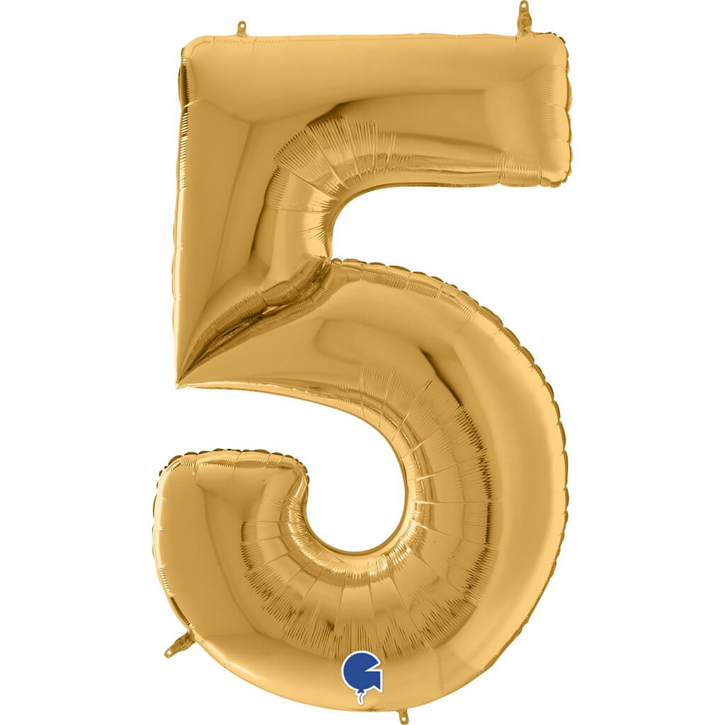 Ballon anniversaire Géant chiffre 5 Or 163cm : Ballons chiffres Géants ...
