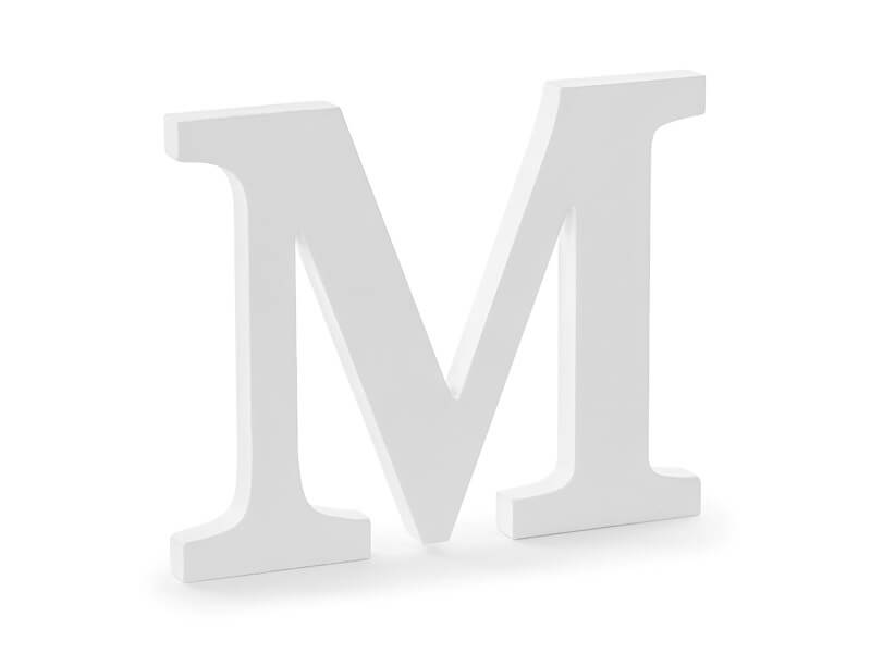 Letra M en madera blanca - Sparklers Club