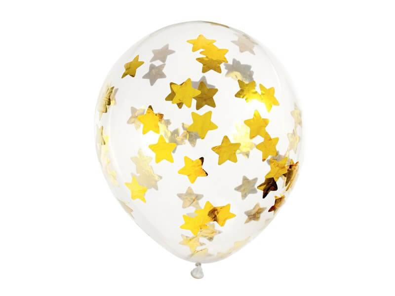 Lot de 6 Ballons Confettis Transparent - Étoile Or - 30cm : Ballons ...