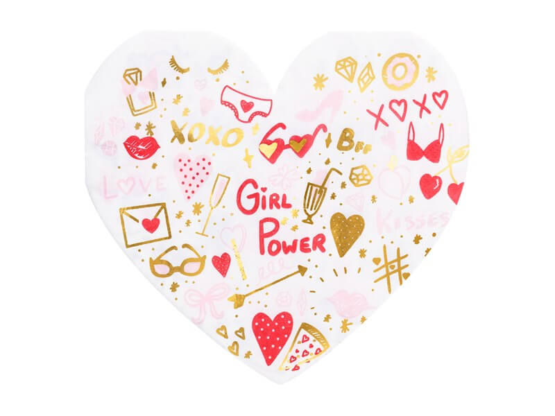 20 Serviettes en papier - Coeur - "GIRL POWER" - 16x15cm : serviette ...