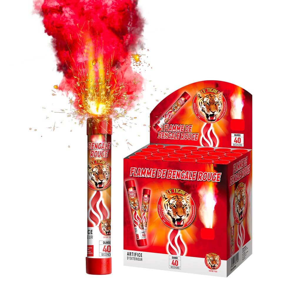 Fumigène Flamme de Bengale ROUGE VIF - Torche durée 40 sec : Flammes de ...