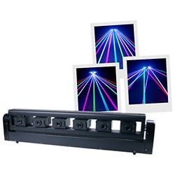 Bar with 6 Evolite RGB Motorised Lasers - Sparklers Club