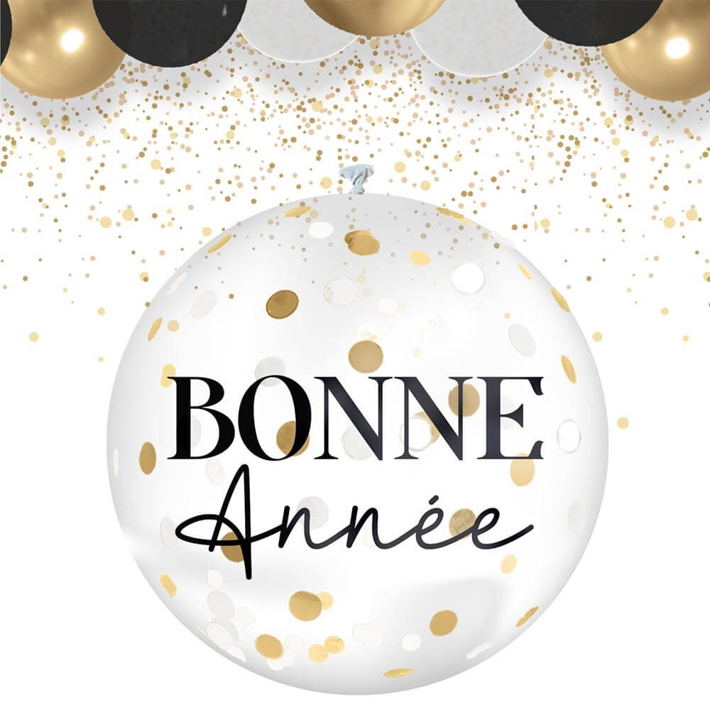 Ballon Confettis Géant "Bonne Année" 100cm : Gros ballons gonflables ...